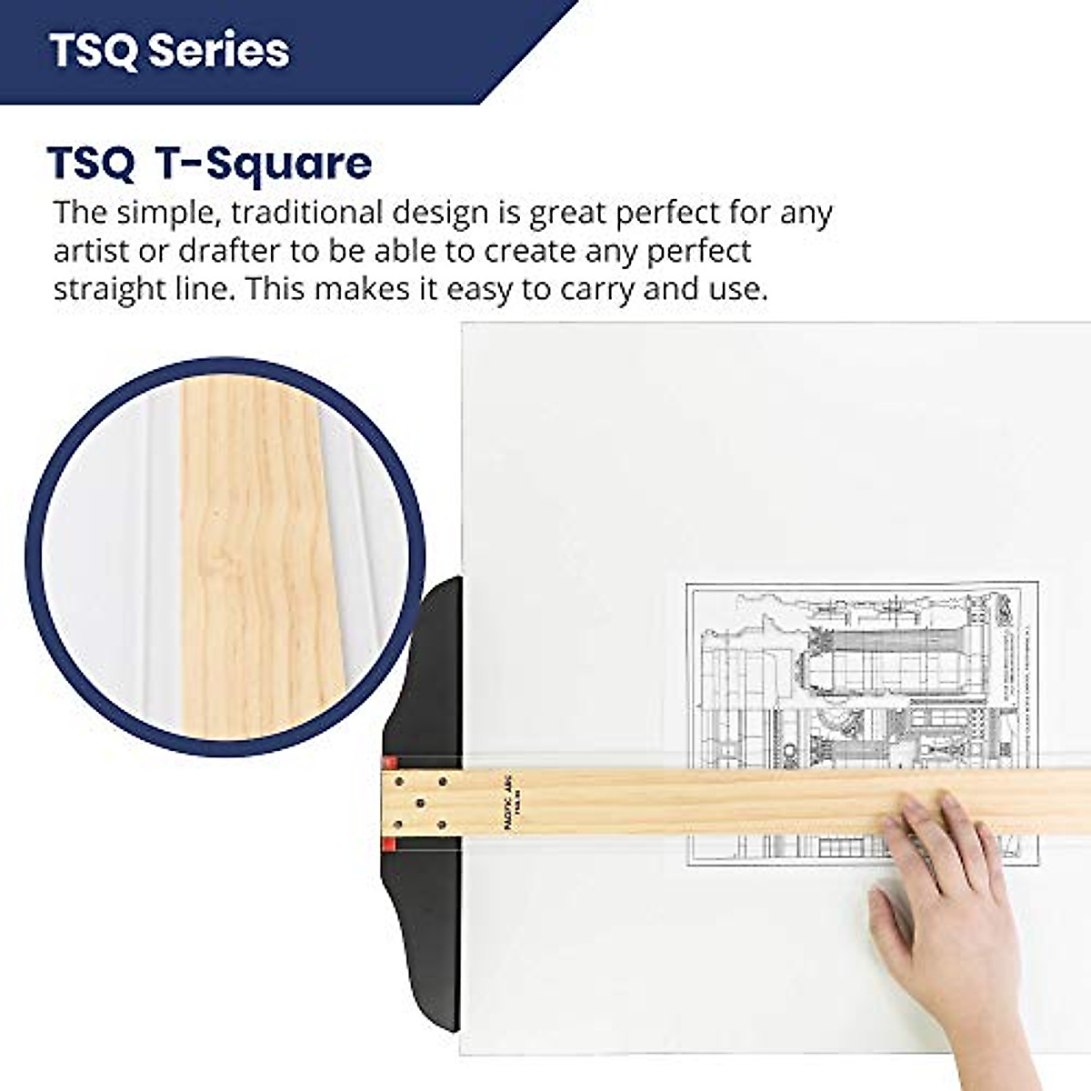 Pacific Arc 36 Inch T Square, Traditional Maple Blade with Acrylic Edge