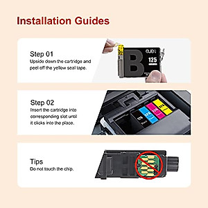 ejet 125 T125 Remanufactured Ink Cartridge Replacement for Epson 125 T125 for Stylus NX125 NX127 NX530 NX625 NX230 NX420 Workforce 320 323 325 520 Printer Tray(2 Cyan, 2 Magenta, 2 Yellow), 6 Pack
