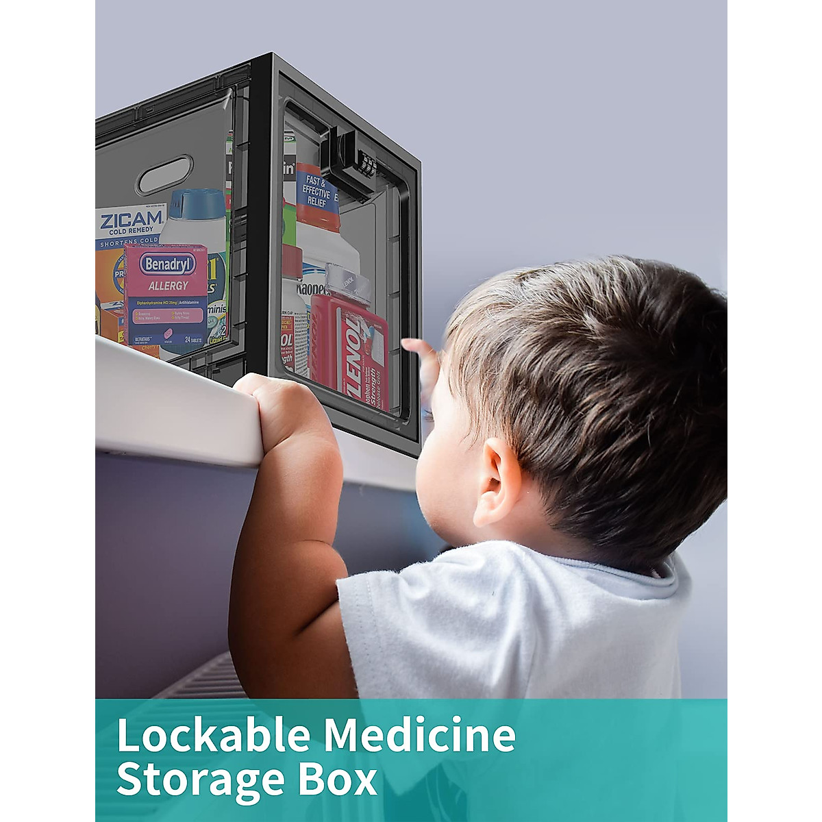 biliitim Large Medicine Lock Box for Safe Medication, Lockable Storage Cabinet for Fridge Food/Electronics Safe, Phone Jail Lock Box with Combination Code for Home/Dorms/Office Storage Lockers