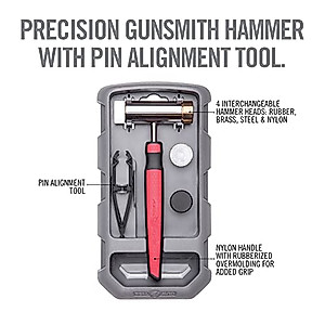 Real Avid Hammer Set with Pin Alignment Tool for Gunsmithing, 4 in 1 Hammer Tool Set Includes, Hammer, 4 Hammer Head Tips, Brass, Nylon, Steel, Rubber Driving Heads & Molded Carry Case