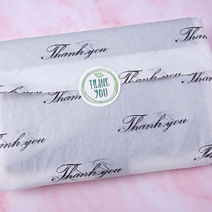 MR FIVE 100 Sheets White with Black Thank You Tissue Paper Bulk,20" x 14",Black Thank You Tissue Paper for Packaging and Gift Bags,Black Thank You Packaging Tissue Paper for Small Business