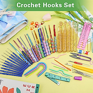 Zlulary 116 PCS Crochet Hooks Sets, Ergonomic Crochet Hooks Kits with Storage Bag and Crochet Needle Accessories, DIY Crochet Needles Kit for Beginners and Experienced Crochet Hook Lovers