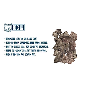 Big Lu - Beef Lung Dog Treats, Premium 100% Beef, All-Natural Dog Chews, Rich in Glucosamine and Chondroitin for Joint Health, Bite-Sized Chunks (12 Ounce)
