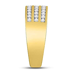 Solid 10k Yellow Gold His and Hers Princess Cut Diamond Cluster Matching Couple Three Rings Bridal Engagement Ring Wedding Bands Set 1.62 Ct. - (L = 6.5, M = 9)