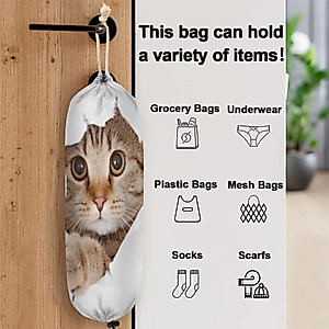 Plastic Bag Holder Hanging Cute Cat Grocery Bag Organizer Kitchen Plastic Bag Storage/Garbage Shopping Bag Trash Bags Dispenser for Farmhouse Kitchen Home Decor