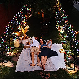 12 Pack Solar Powered Garden Tree Lights Outdoor Decorative Waterproof Colorful Solar Powered Fairy Landscape Tree Lights Solar LED Flower Lights for Pathway Yard Lawn Patio Christmas Decorations