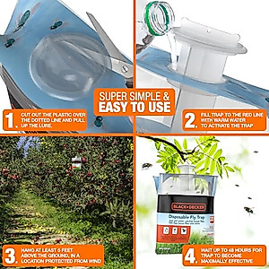 Fly Trap- Hanging Fly Traps Outdoor- Natural Non-Toxic Fly Catcher Attractant- Add Water to Catch House & Horse Flies in Garden, Backyard & Barn- 1 Trap, 20 Grams