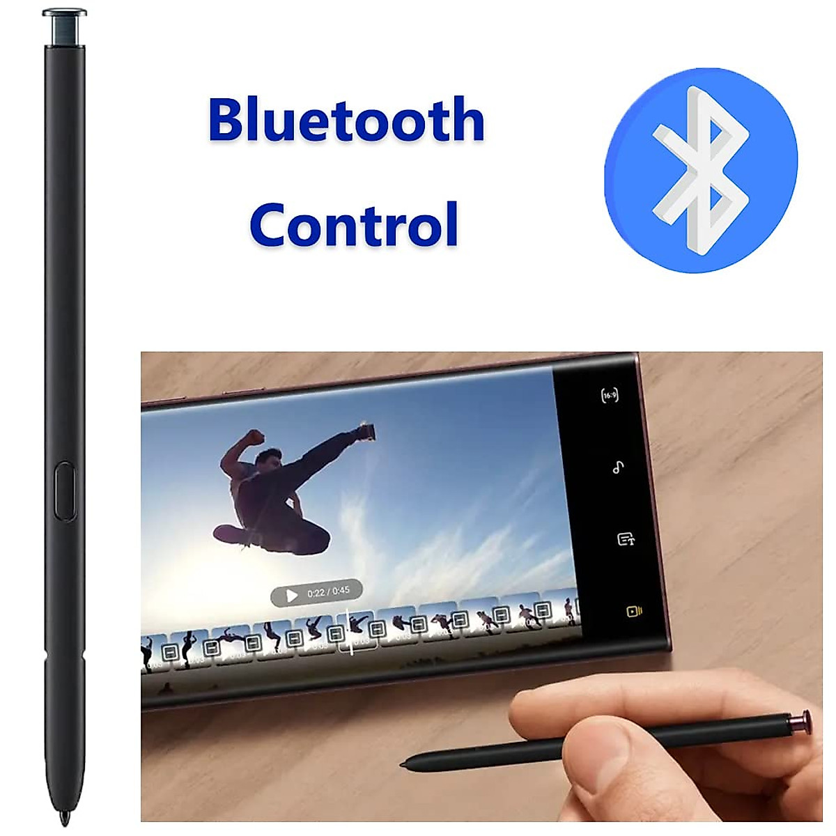 S22 Ultra S Pen withBluetooth for Samsung Galaxy S22 Ultra 5G SM-S908 Stylus Pen with Remote Control S22 Ultra Touch S Pen Replacement(Phantom Black)