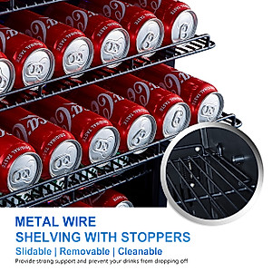 Phiestina 24 inch Indoor/Outdoor Beverage Refrigerator 175 Cans Built-in/Freestanding Beverage Fridge Cooler Lockable Stainless Steel Door Auto Defrost Quiet For Home/Commercial,6 Removable Shelves