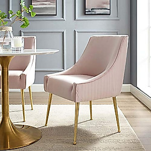 Modway Discern Pleated Back Upholstered Performance Velvet Dining Chair, Pink