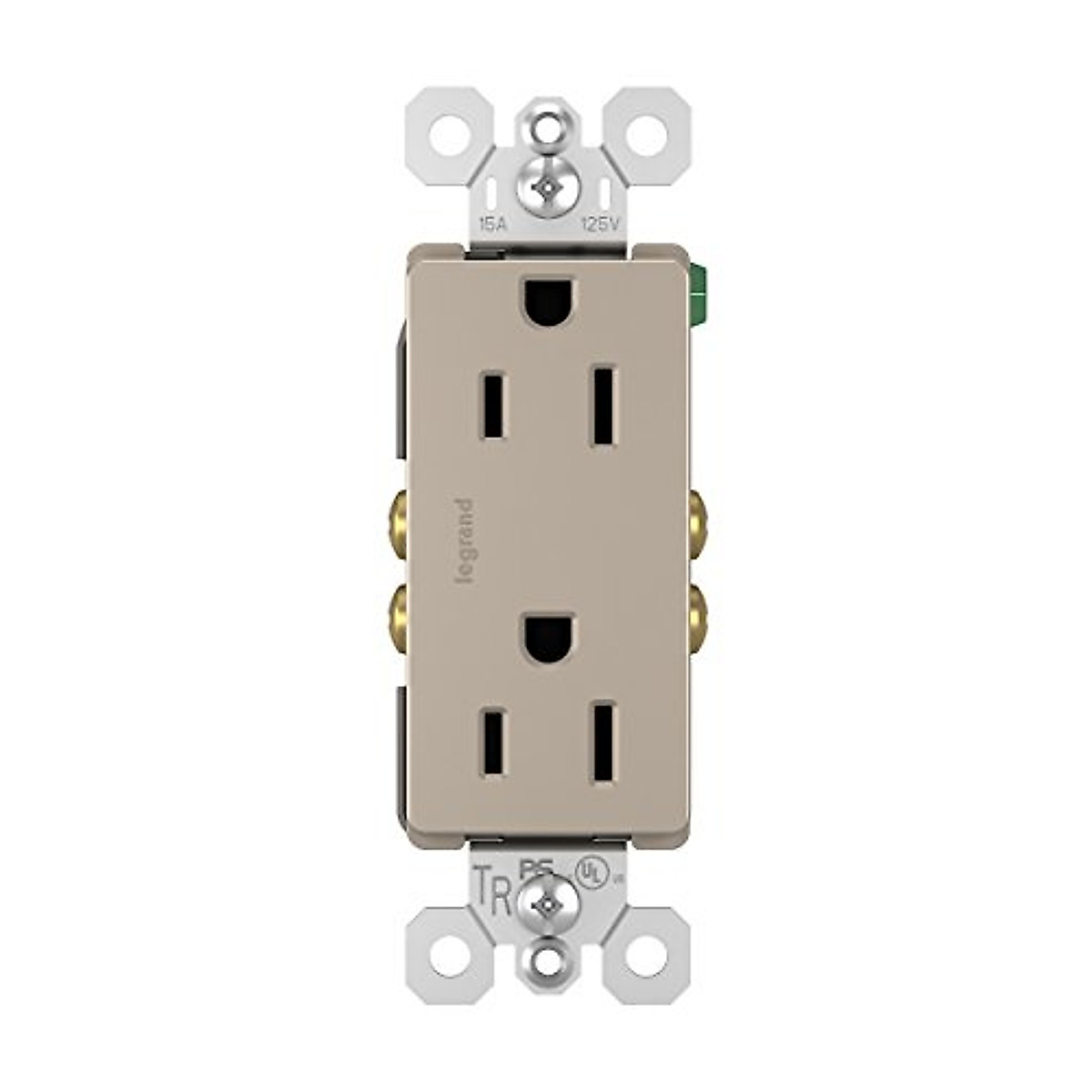 Legrand - Pass & Seymour Radiant Tamper Resistant Outlet, Nickel Power Outlet, 15 Amp Wall Outlet, 885TRNICC12, 1 Count