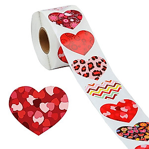 500pcs Valentine's Day Decoration Stickers for Boy Girls 1 Inch Round Kraft Valentines Day Heart Label Stickers Colorful Designs for School Party Parade Gift Bag Decorations (Valentine's Day)