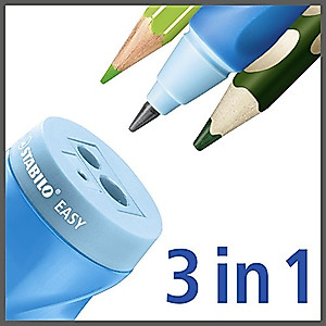 Ergonomic Container Sharpener - STABILO EASYsharpener - 3 in 1 - Right-Handed - Blue