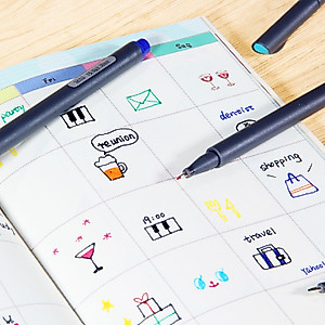 24 Fineliner Color Pens, Taotree Fine Line Colored Sketch Writing Drawing Pens for Journaling Planner Note Taking Adult Coloring Books, Porous Fine Point Markers, School Office Teacher Art Supplies