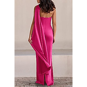 PRETTYGARDEN Women's Maxi Satin Dress Sleeveless Halter Neck Backless Long Formal Evening Cocktail Dresses (Rose Red,X-Large)