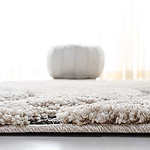 SAFAVIEH Florida Shag Collection Area Rug - 5'3" x 7'6", Cream & Grey, Non-Shedding & Easy Care, 1.2-inch Thick Ideal for High Traffic Areas in Living Room, Bedroom (SG471-1180)