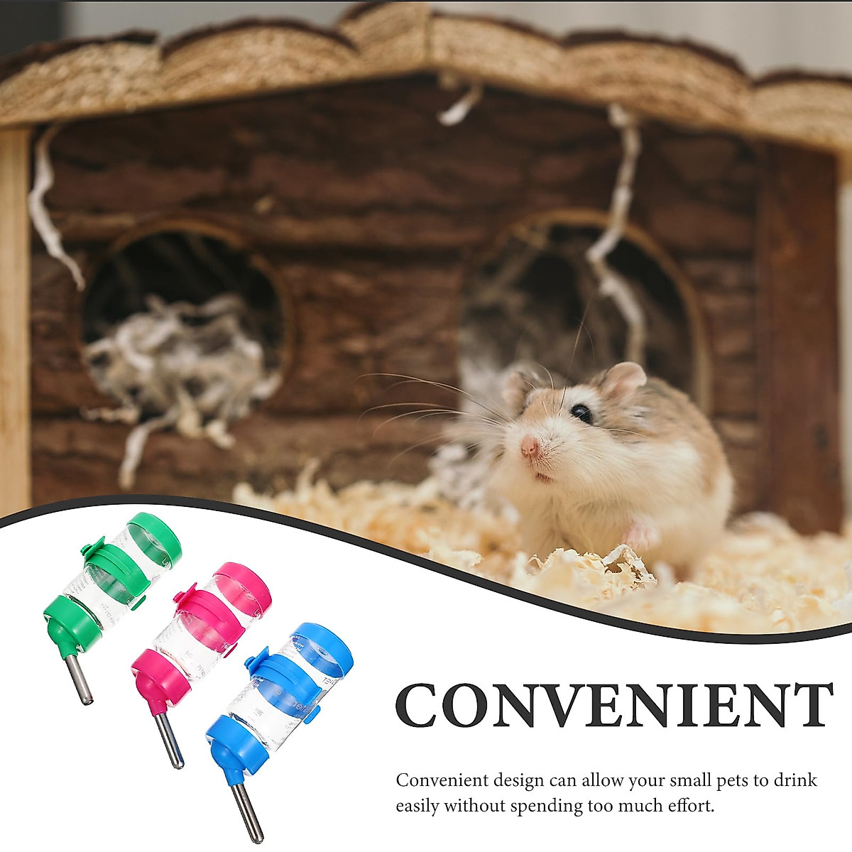 POPETPOP 3 Pcs Hamsters Water Bottle - 2.7 oz Automatic No Drip Hanging Drinking Dispenser, Small Animals Water Feeder Drinking Fountain for Guinea Pig Squirrel Rabbit Dwarf Gerbil Chinchilla