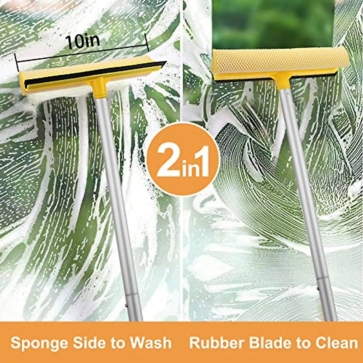 KeFanta 60" Brush with Long Handle Wash Mop Washing Mitt Sponge Squeegee Microfiber Towels Accessories Kit for floor Boat cleaning