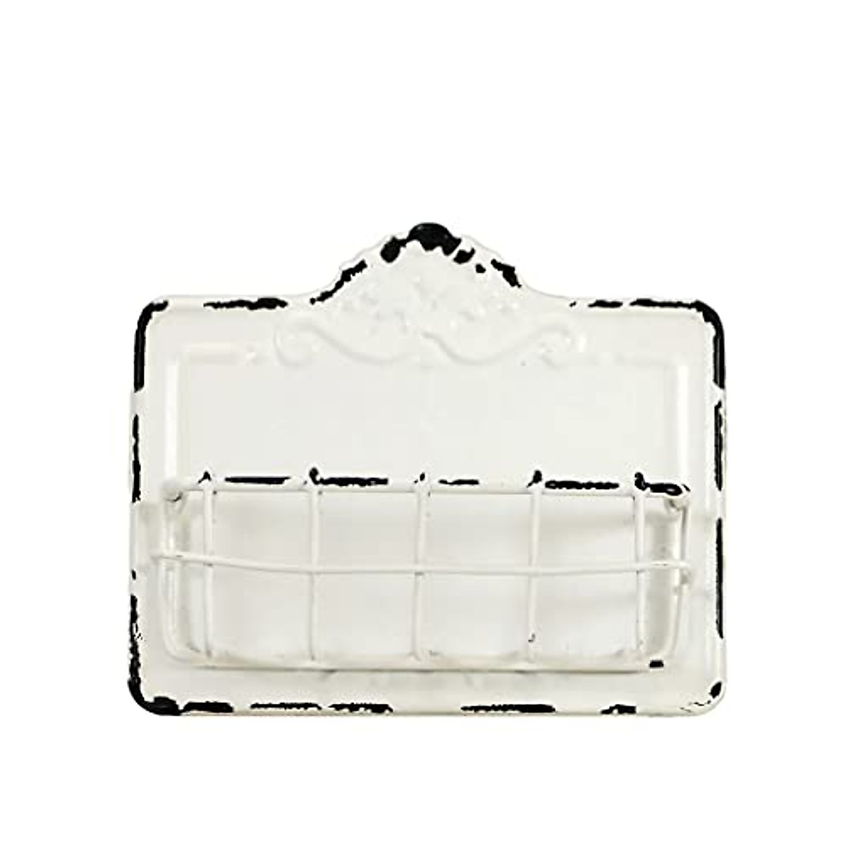 VIP Home & Garden MT2155 Vintage Style Antique Business Card Holder, White, Metal