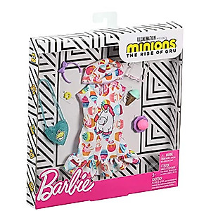 Barbie Storytelling Fashion Pack of Doll Clothes Inspired by Minions: Hoodie Dress and 6 Accessories Dolls, Gift for 3 to 8 Year Olds