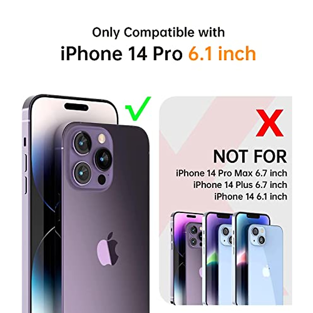 JUESHITUO Magnetic iPhone 14 Pro Case with Full Camera Cover Protection [No.1 Strong N52 Magnets] [Compatible with MagSafe] for Magnetic Women Men Girls Cute Phone Case (6.1")-Purple