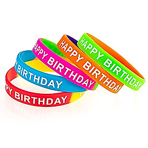 40 Pieces Happy Birthday Rubber Bracelets, Colored Happy Birthday Wristbands For Kids,Student, Silicone Classroom Birthday Gift from Teacher,Birthday Party Supplies(10 Styles)