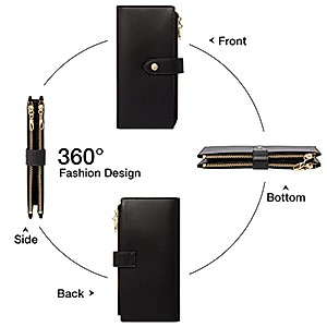 LAORENTOU Cowh Leather Wallet for Women RFID Blocking Wallet Clutch Purses Small Wallets Credit Card Holder Phone Wallet