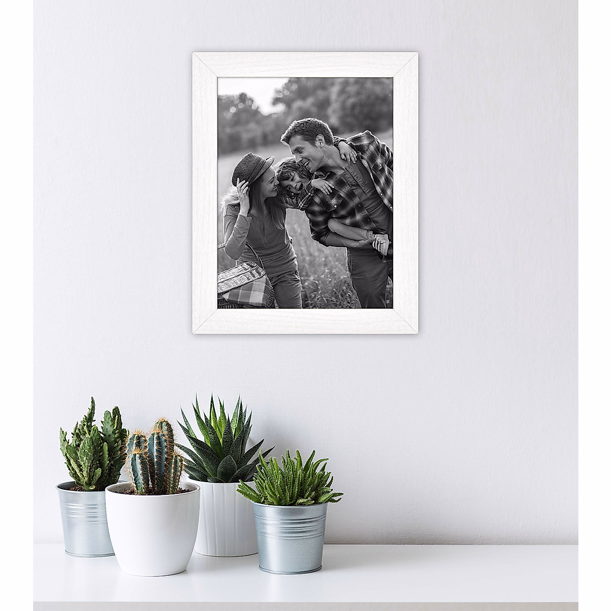 MCS Studio Gallery 8.5x11 Picture Frame White Woodgrain, Rectangle Photo Frame for Photos, Posters & Art Prints & Easel for Tapletop Display (1-Pack)