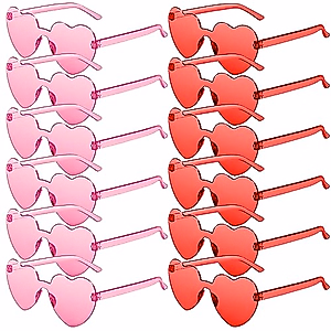 RTBOFY 12 Pack Heart Sunglasses for Women Party Favor Bulk Valentines Day with Candy Color