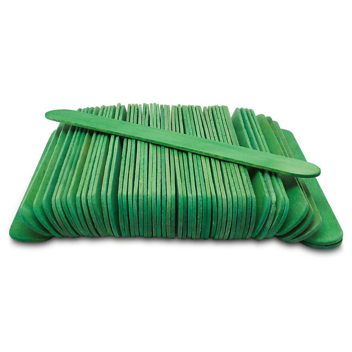 Jumbo Green Craft Sticks 6 inch, Pack of 100 Christmas Popsicle Sticks for Crafts, Wax Sticks & Tongue Depressors, by Woodpeckers