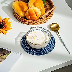 Glasseam Glass Salad Bowls, Clear Serving Bowls Set of 3, Blown Decorative Bowl for Home Decor Modern Cute Mixing Bowls Stacking Fruit Punch Bowl Decor for Kitchen Party Candy Snack Prep Dessert