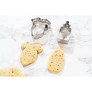 Bakerpan Stainless Steel Cookie Cutter Baby Bottle & Bodysuit Set, Baby Shower Cookie Cutters