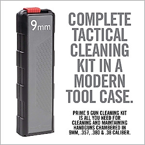 Real Avid 9mm Cleaning Kit for 9mm .357 & .38 Caliber Gun Cleaning | Complete Glock Cleaning Kit & Pistol Cleaning Kit with Bore Brush, Jag, Bore Mop, Cleaning Rod & Gun Cleaning Patches,Charcoal
