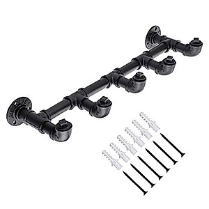 Sumnacon Industrial Pipe Coat Towel Rack with 5 Hooks- Vintage Heavy Duty Clothes Hat Hanger Racks with Screws, Rustic Iron Garment Storage Display Rail for Home, Store, Wardrobe, Boutique
