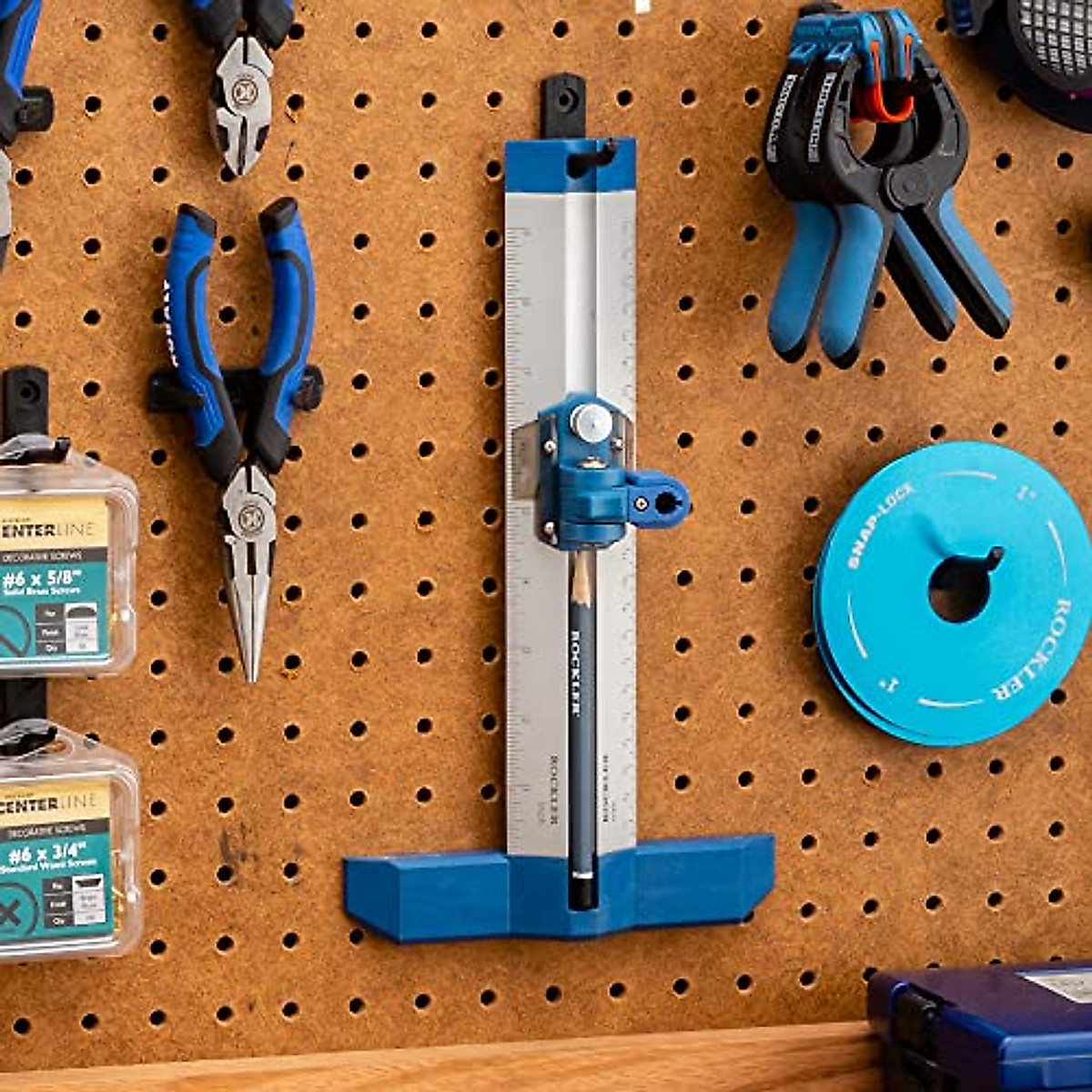 9” Quick Draw Marking Gauge –Single-Handed Measuring and Marking Tools w/Spring-Loaded Scale, Dovetail Keyway - Aluminum Ruler to Mark Mortises & Grooves – Multi-Purpose Slide Ruler - Carpentry Tools