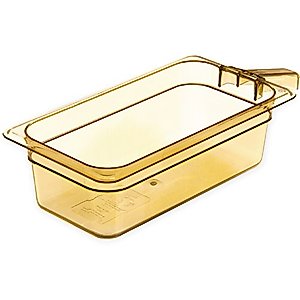 Carlisle FoodService Products 30861H13 StorPlus High Heat Food Pan With 1 Handle, 4" Deep, Third Size, Amber, 1/3 Size (Pack of 6)