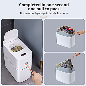MOPUP Touchless Bathroom Trash Can,4 Gallon Waterproof Small Bedroom Garbage Can, Plastic Slim Motion Sensor Narrow Trash Bin for Bedroom,Office,RV (White)