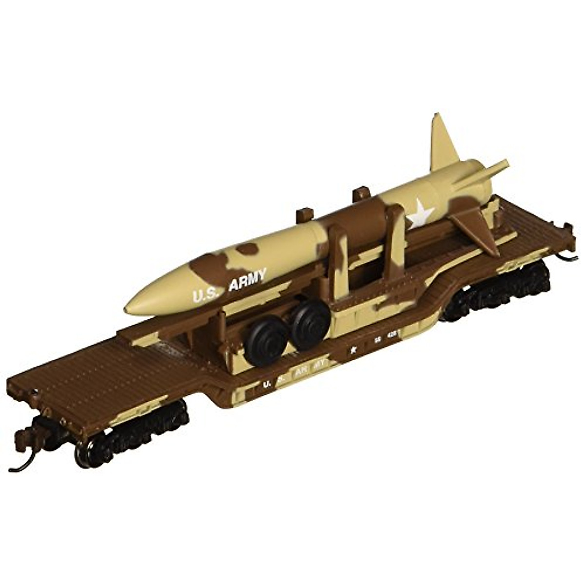 Bachmann Industries Inc. 52' Center-Depressed Flat-Car Desert Military with Missile - N Scale