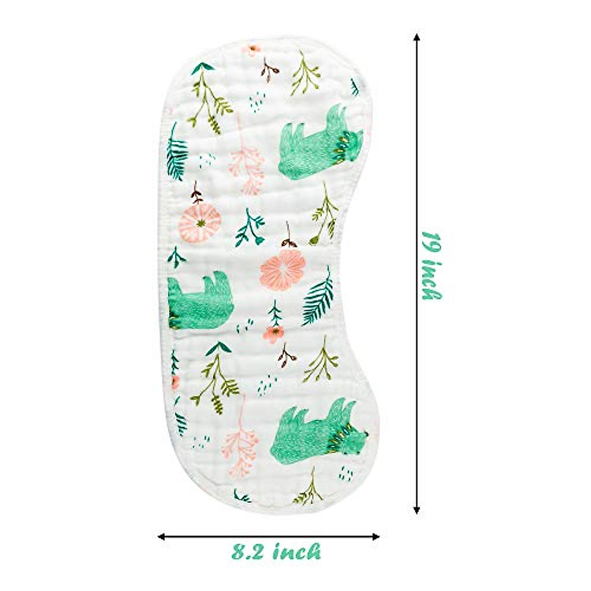 GROBRO7 5Pcs Baby Muslin Burp Cloths Burping Bids for Baby Cotton 6 Layers Extra Absorbent Machine Washable Soft Large Cartoon Face Towels Nursery Gift Gentle for Newborn Girls Boys 9x23inch