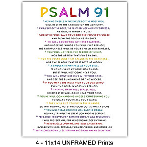 LARGE 11x14 - Ten Commandments Wall Decor - Psalm 91 - Lords Prayer Wall Art - Religious Wall Decor - Christian Wall Art - Beatitudes Wall Art - Catholic Gifts - God Bible Verses - Scripture Wall Art