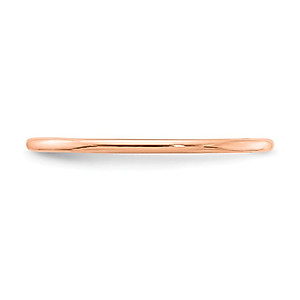 Solid 14K Rose Gold 1.2mm Classic Dome Stackable Band Thin Wedding Anniversary Ring Size 10