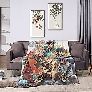 Ultra Soft Throw Blanket Genshin Game Flannel Blankets for Travelling Camping Sofa Bedroom Living Room Plush Decor Gifts 50"x40"