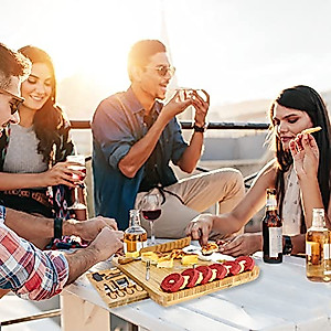 Angela&Alex Cheese Board and Knife Set, Bamboo Charcuterie Platter & Serving Tray Christmas Gifts for Cheese, Wine, Crackers, Brie and Meat Large & Thick Wooden Fancy Christmas Wedding Birthday Gifts