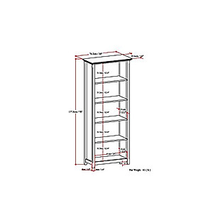 SIMPLIHOME Amherst SOLID WOOD 30 Inch Transitional 5 Shelf Bookcase in Light Golden Brown, For the Living Room, Study Room and Office