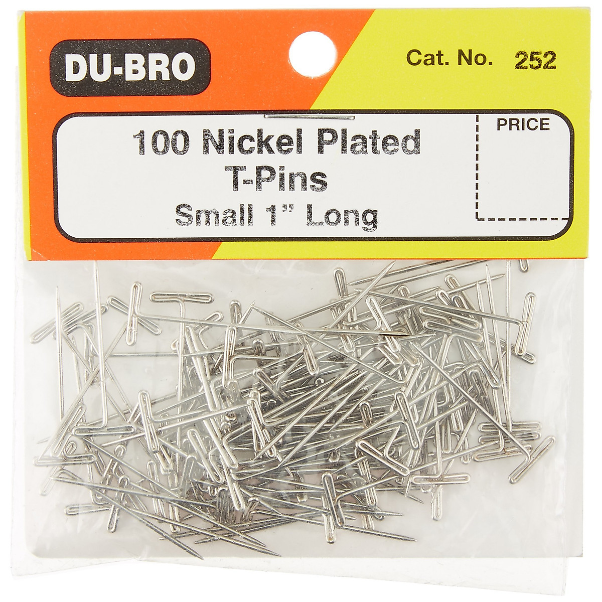Du-Bro Nickel Plated T-Pin, Designed for use in Aircraft, Car, Boat, & Helicopter Models, Hold Parts in Place, 1" long, 100 pcs