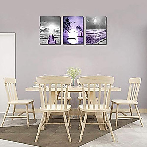 wall decorations for living room 3 Piece framed canvas wall art bathroom artwork for wall painting office bedroom wall decor Black and white ocean purple Landscape modern family Posters home decor