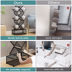 HI NINGER Folding Bookshelf,9 Tier Tree Bookshelf with Storage Cabinet,Stylish Design Metal Bookshelf for Display of CDs,Books in Living Room,Home Office,Tall Floor Standing Book Organizer for Bedroom