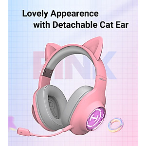 HECATE by Edifier G2 II Pink Gaming Headset, USB Wired Pink Gaming Headphones with Cat Ear for PC/MAC/PS4/PS5, 7.1 Surround Sound, Detachable Cat Ear and Noise Cancelling Microphone, LED RGB Lighting