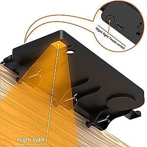 Hiree Bedside Shelf with USB Charging Port, Bunk Bed Shelf Organizer College Dorm Room Essential Clip On Nightstand Tray with Cup Holder, AC Outlets and Night Light, Bedroom Accessories, Black