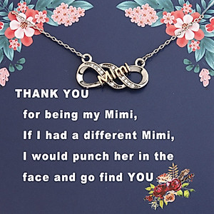 LQRI Mimi Necklace Thank You Mimi Gifts Thank You For Being My Mimi Infinity Necklace Best Mimi Ever Gift Mothers Day Jewelry Gifts for Grandma Mimi (silver)